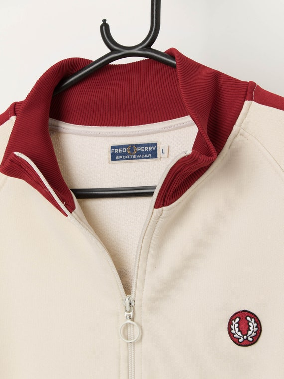 90s vintage Fred Perry track jacket in cream and red … - Gem
