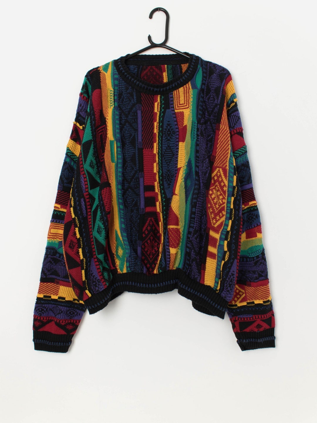 90s Vintage Coogi Style Sweater, Made in USA - 2XL - Etsy