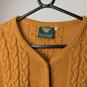 Vintage Mustard Yellow Cable Knit Wool Cardigan Autumn Knitted Sweater ...