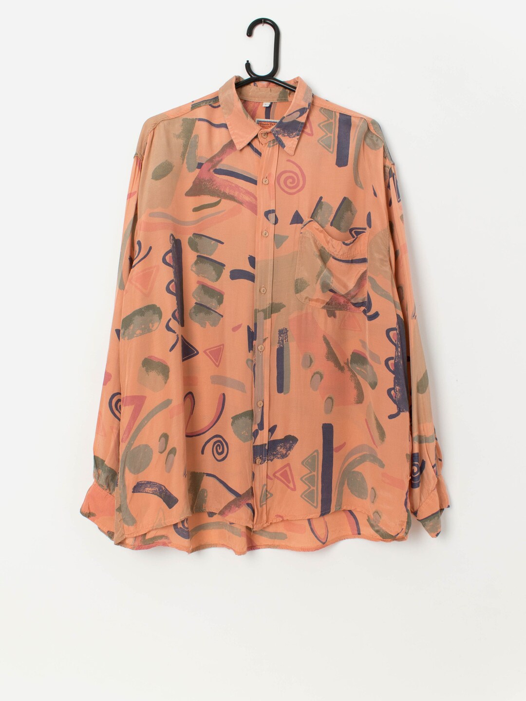 Vintage Orange Shirt With Abstract Pattern XL - Etsy