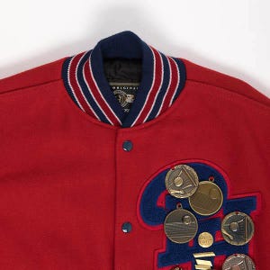 Rare American Red Varsity Jacket Volleyball Medal Patches, Munday ...