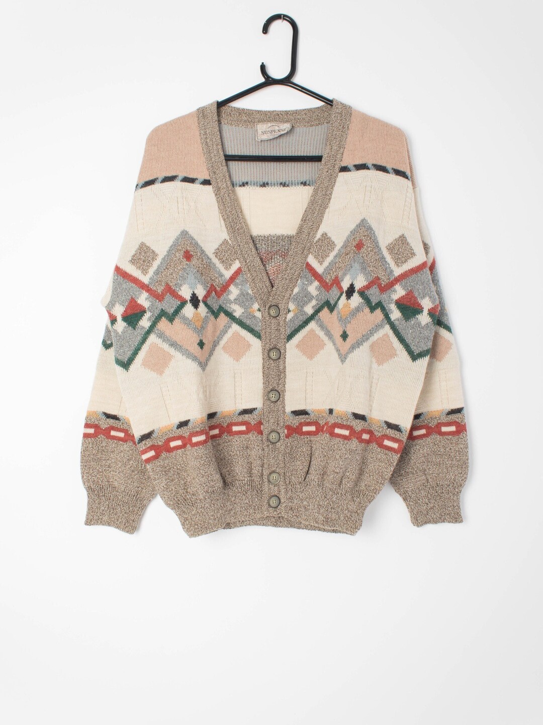 Vintage Wool Blend Aztec-inspired Cardigan by Suspense Knitwear Medium ...