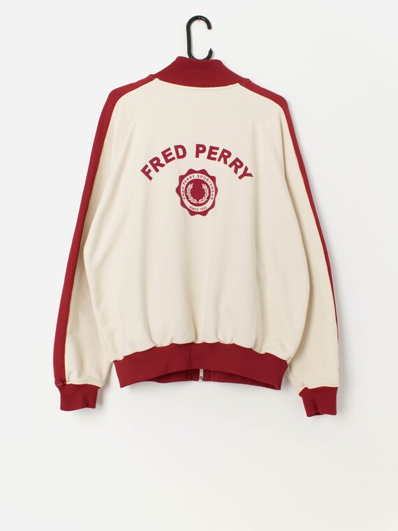 90s vintage Fred Perry track jacket in cream and red … - Gem