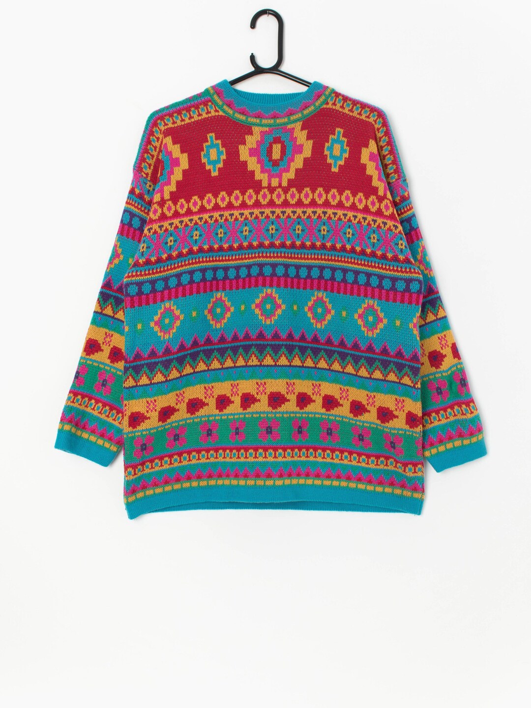 Vintage Bright Jumper With Funky Designs Large - Etsy