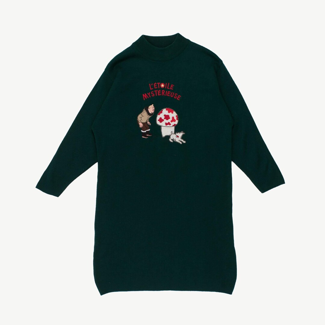 Rare 80s Vintage Tintin Embroidered Sweater Dress, Womens Forest Green ...