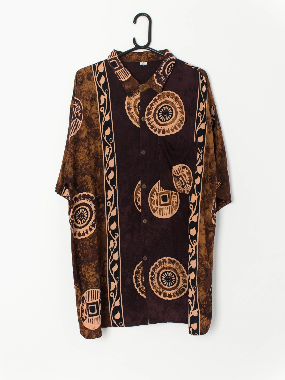 Vintage Hawaiian Batik Shirt, Perfect Festival Vibe With Dark Purple ...