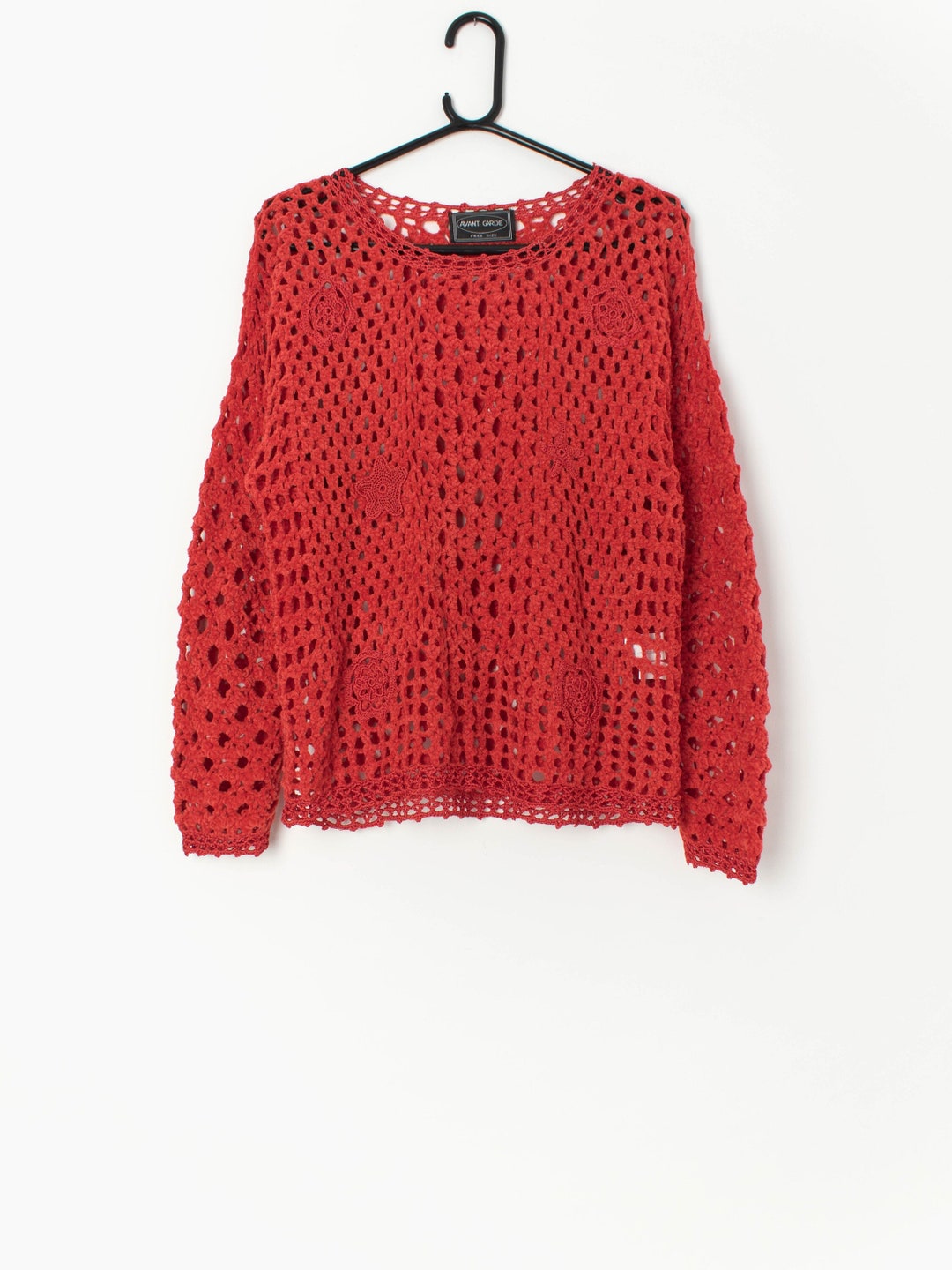 Vintage Avant Garde Crochet Jumper in Burnt Orange Medium - Etsy