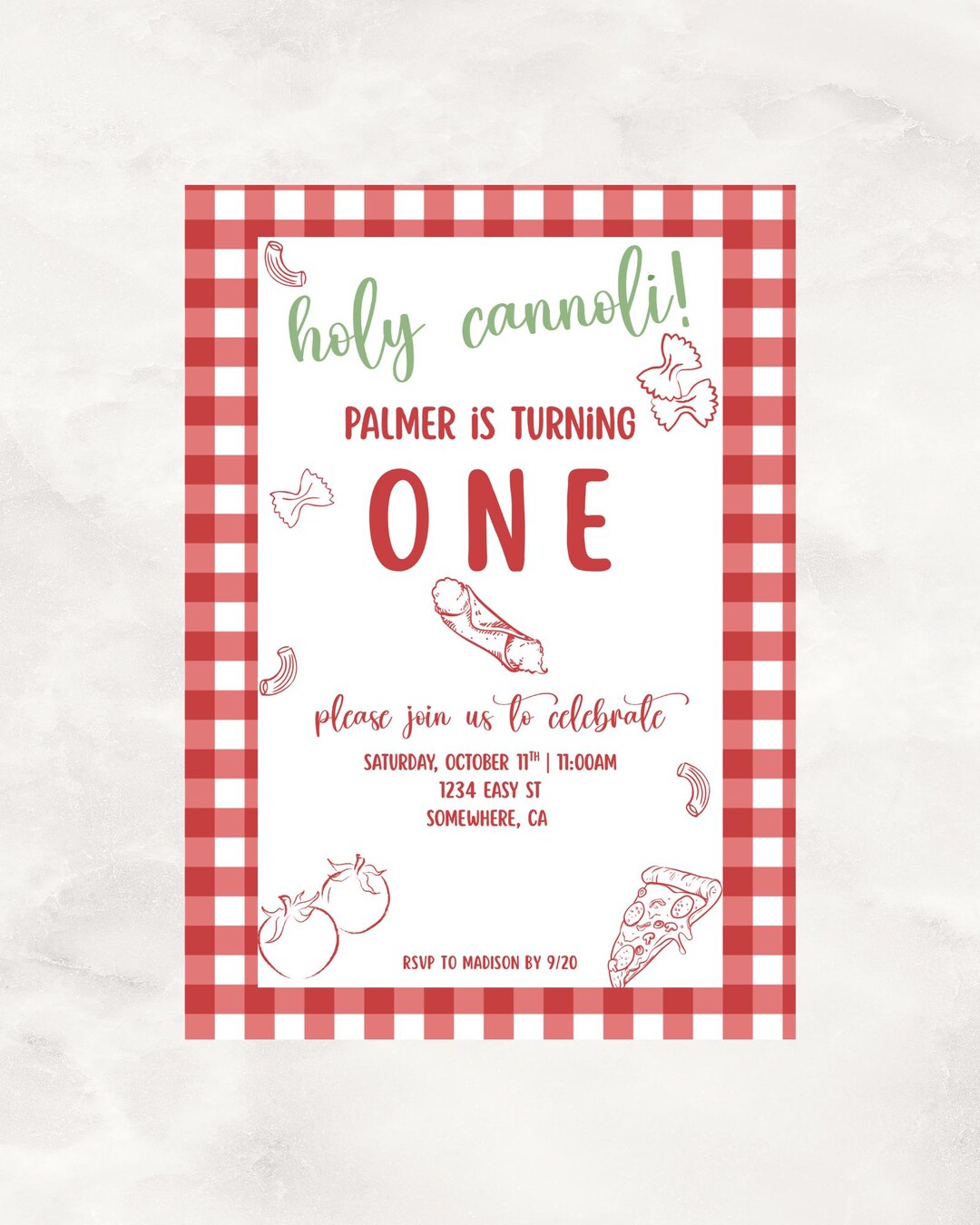 Holy Cannoli Birthday Invitation | Editable Italian Inspired Birthday ...