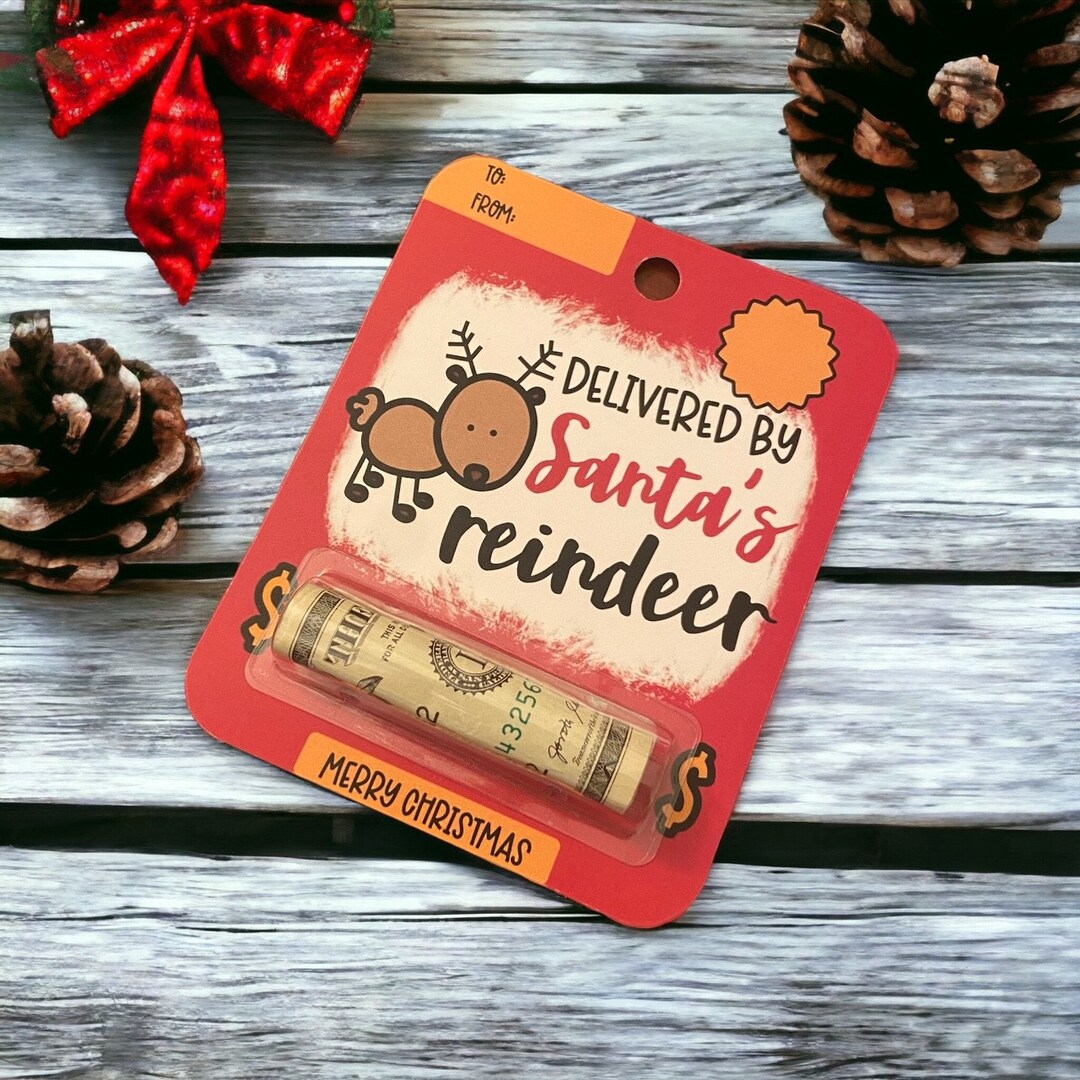 Ready to Ship —- Reindeer Money Card - Stocking Stuffer - Etsy