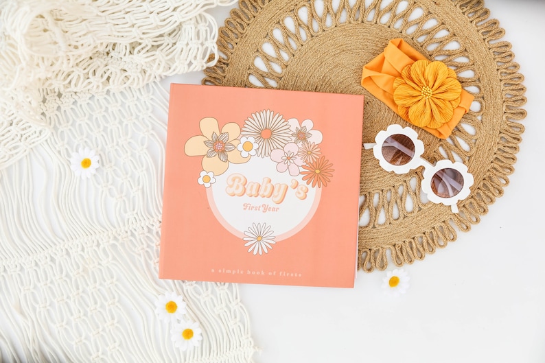 Flower Child Baby Book - 60s Inspired Baby - Retro Baby Book - Floral ...