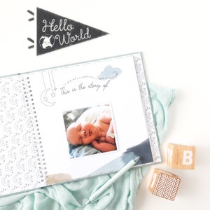 Celestial Skies Luxury Baby Memory Book - Gold Embossed Cloth Cover ...