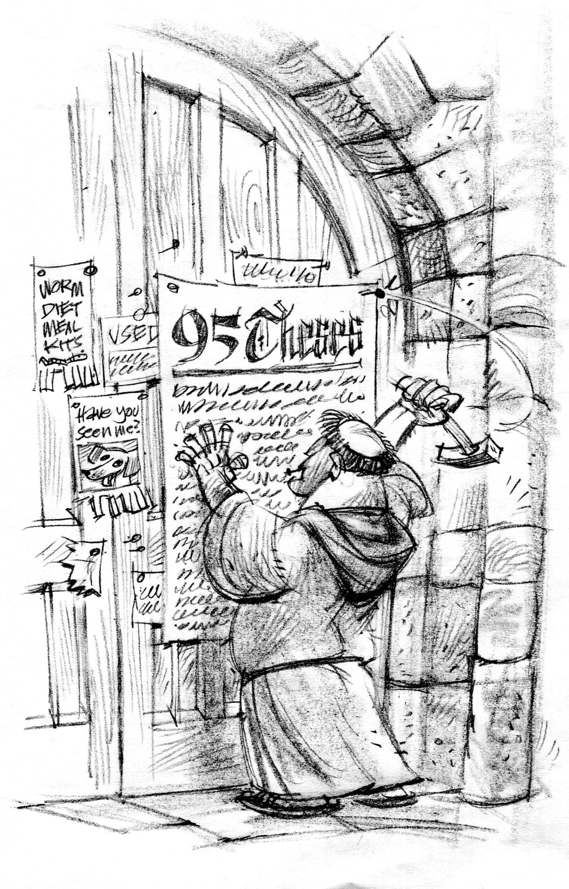 Martín Lutero y su boceto a lápiz de las 95 Tesis - Etsy México