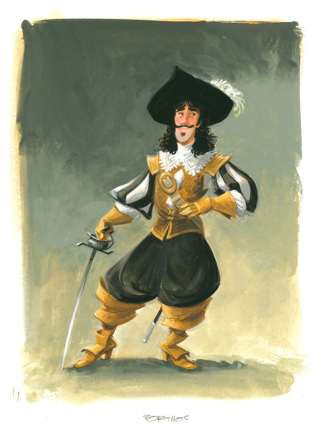 Porthos Gouache Character Study - Etsy