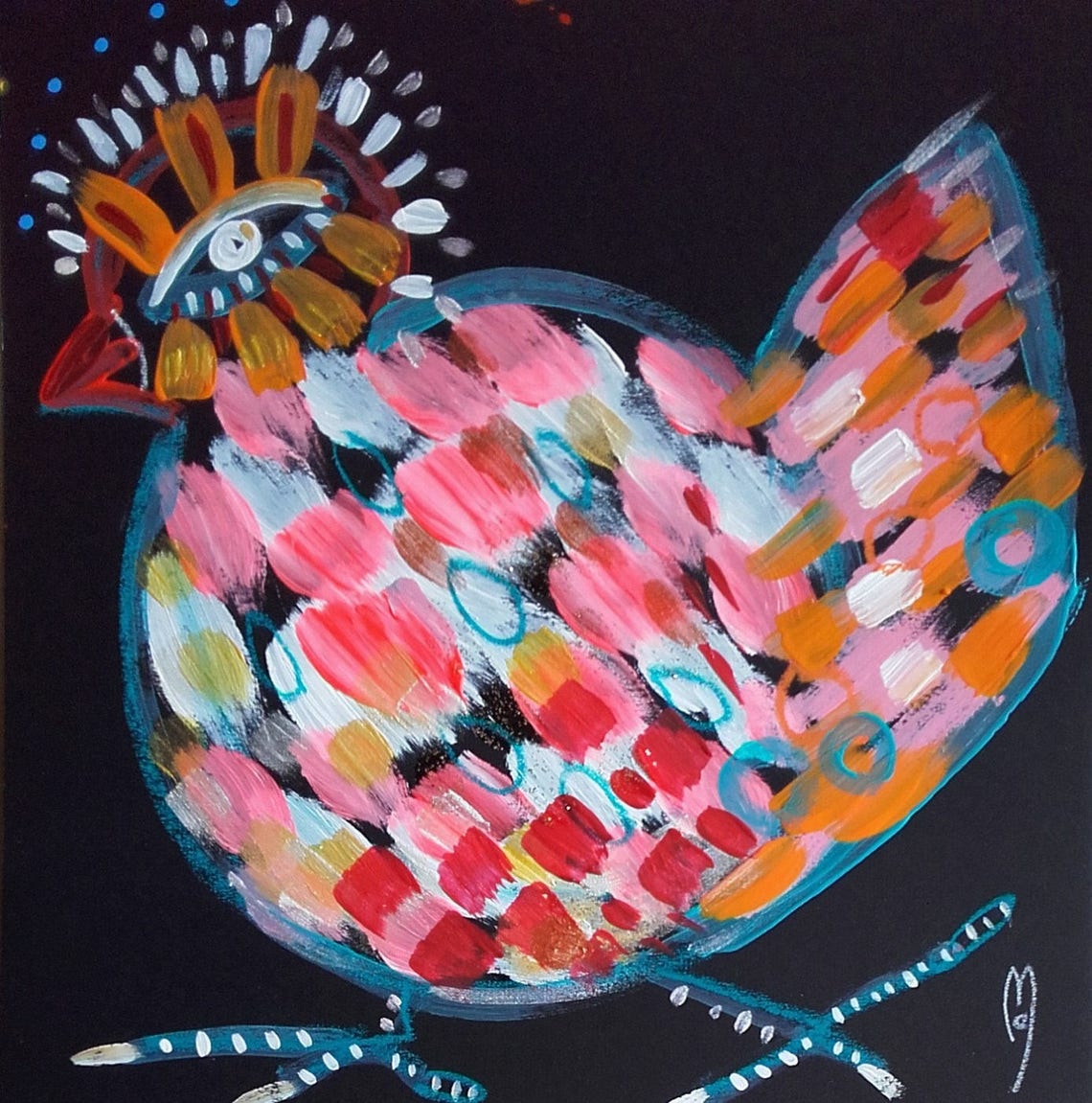 Hen Painting Bird Painting Hen Art Hen Drawing Home Decor | Etsy