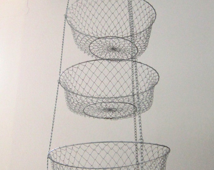 Vintage 6-tiered Wire Mesh Hanging Basket - Etsy