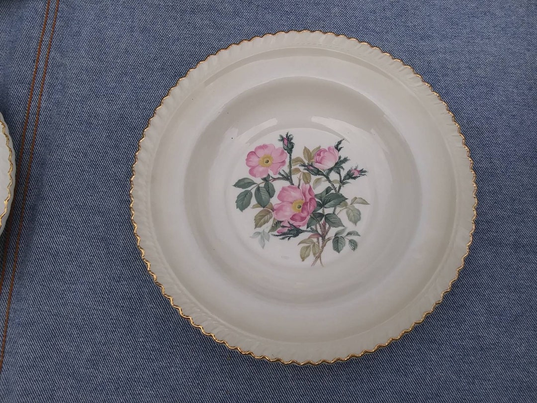 HARKER "wild Rose" Royal Gadroon Cereal or Soup Bowl Vintage 22kt Gold ...