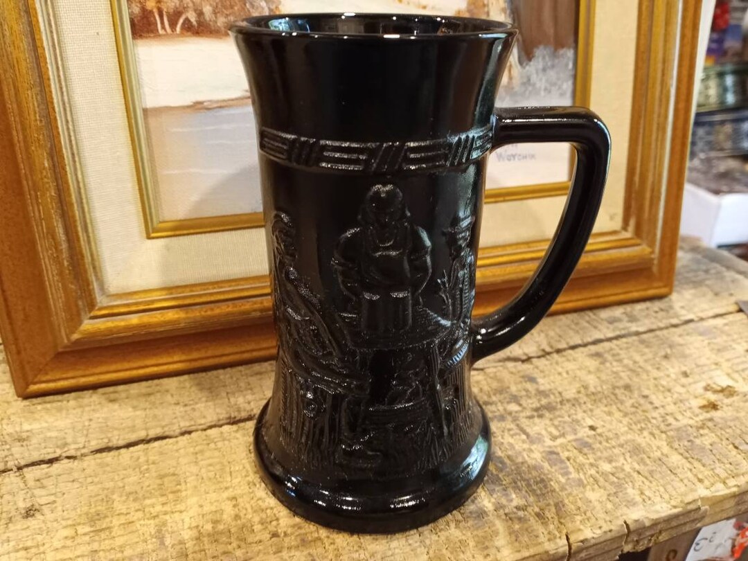 INDIANA GLASS TIARA Tavern Stein Mug (1) Black Glass and in Excellent ...
