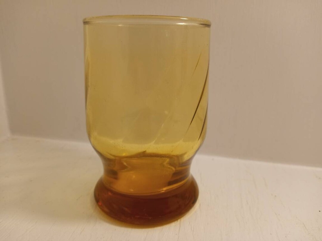 Spiral Water Glass Honey Gold Anchor Hocking Excellent Condition Etsy