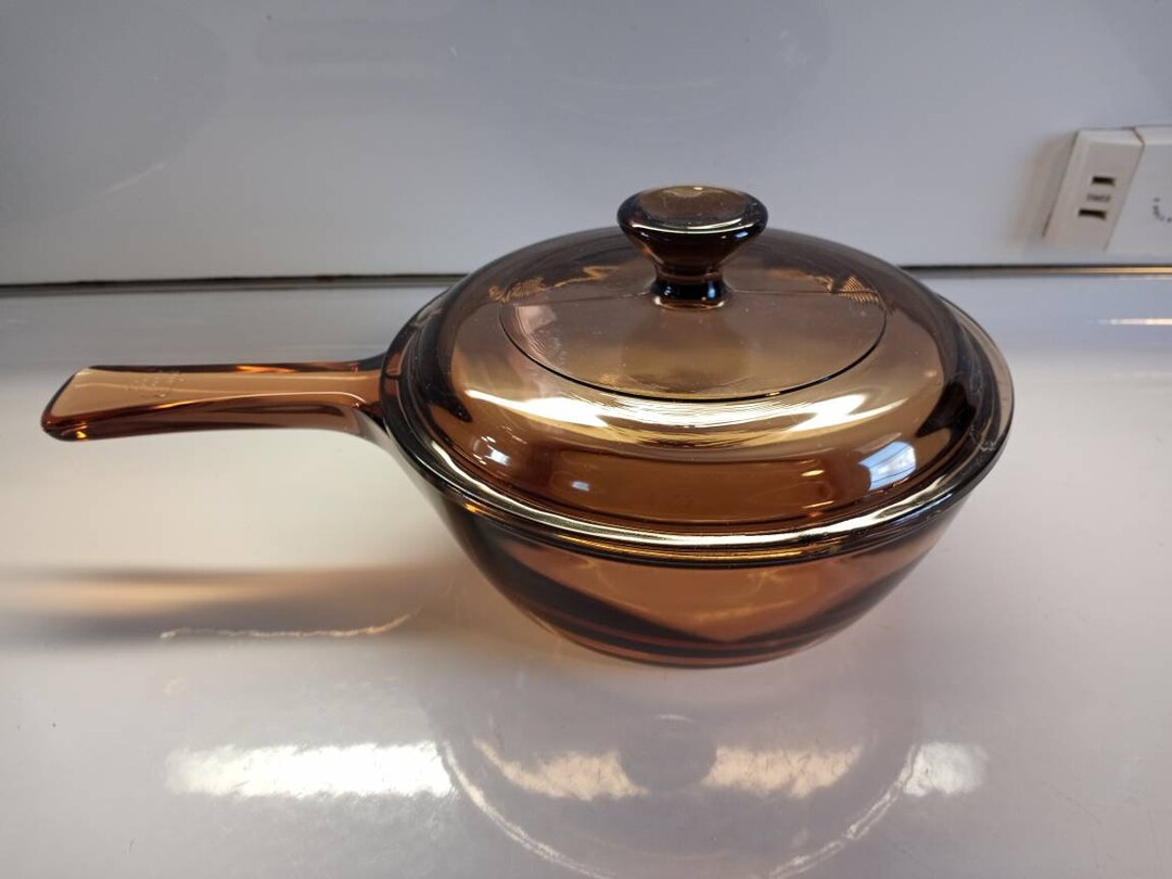 VISION PYREX PAN .5L Sautee Brown Glass Corning With Lid in Great ...