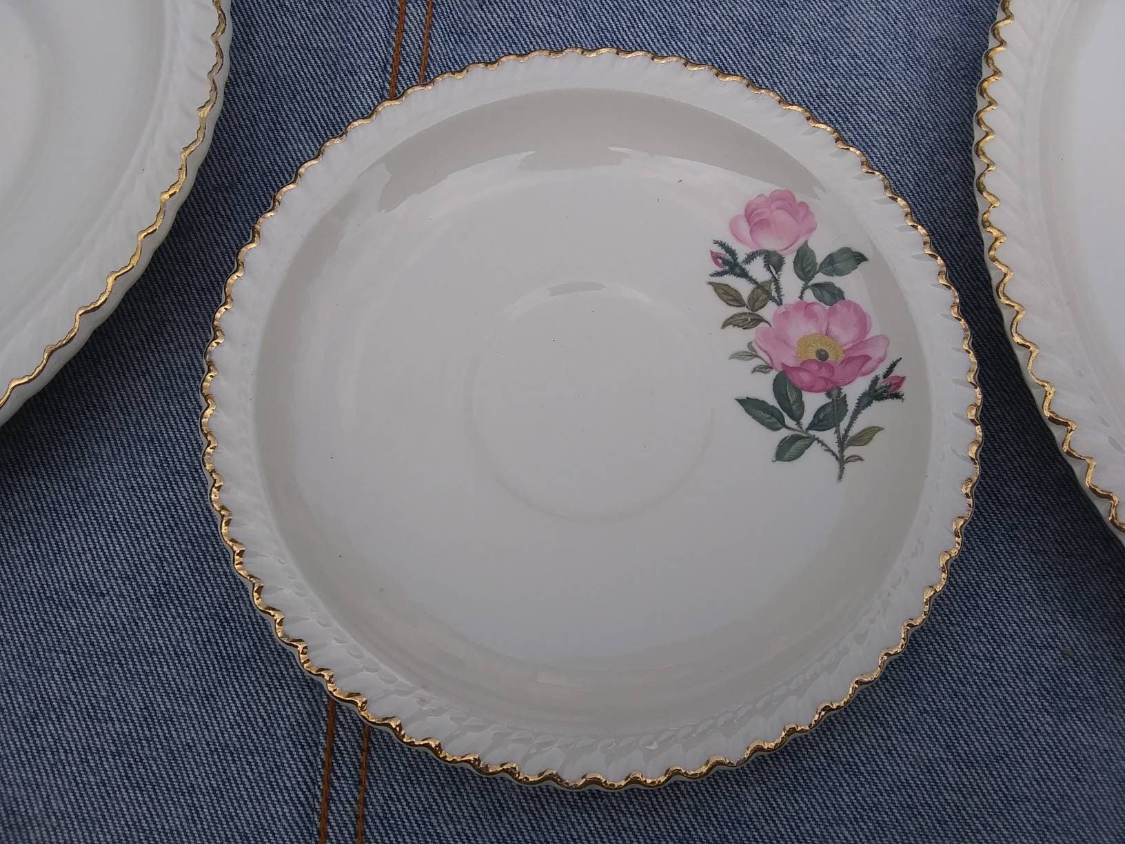 HARKER WILD ROSE Royal Gadroon Saucer Smaller | Etsy