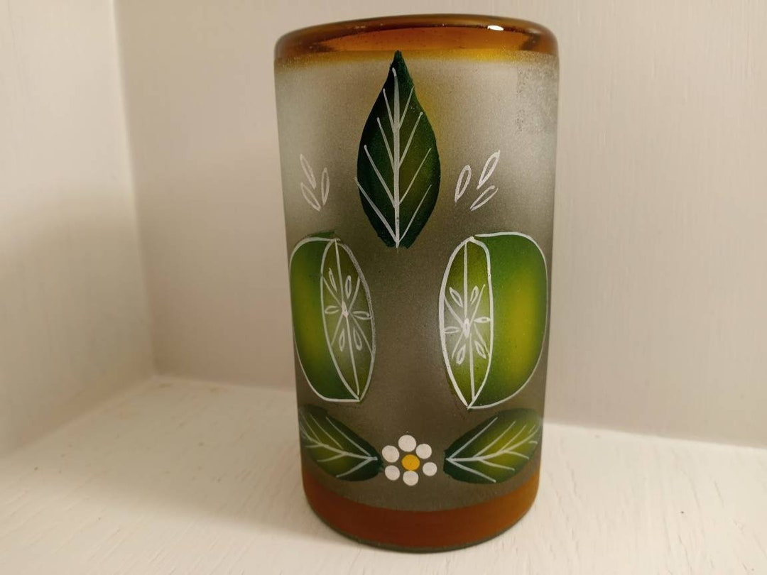 FROSTED MEXIKANISCHES GLAS Pint Glas Pompil mit handgemaltem Lime Thema ...