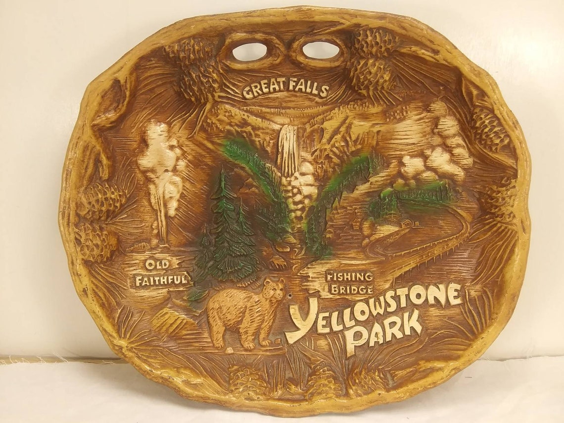 YELLOWSTONE SOUVENIR BOWL or Wall Hanging Made by t A C - Etsy