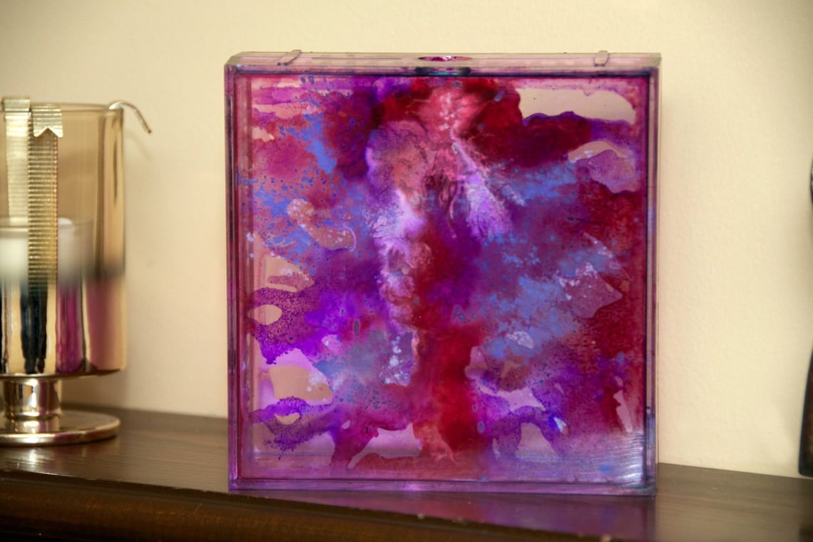 Found Object Plastic Box & Alcohol Ink Wall Art - Etsy