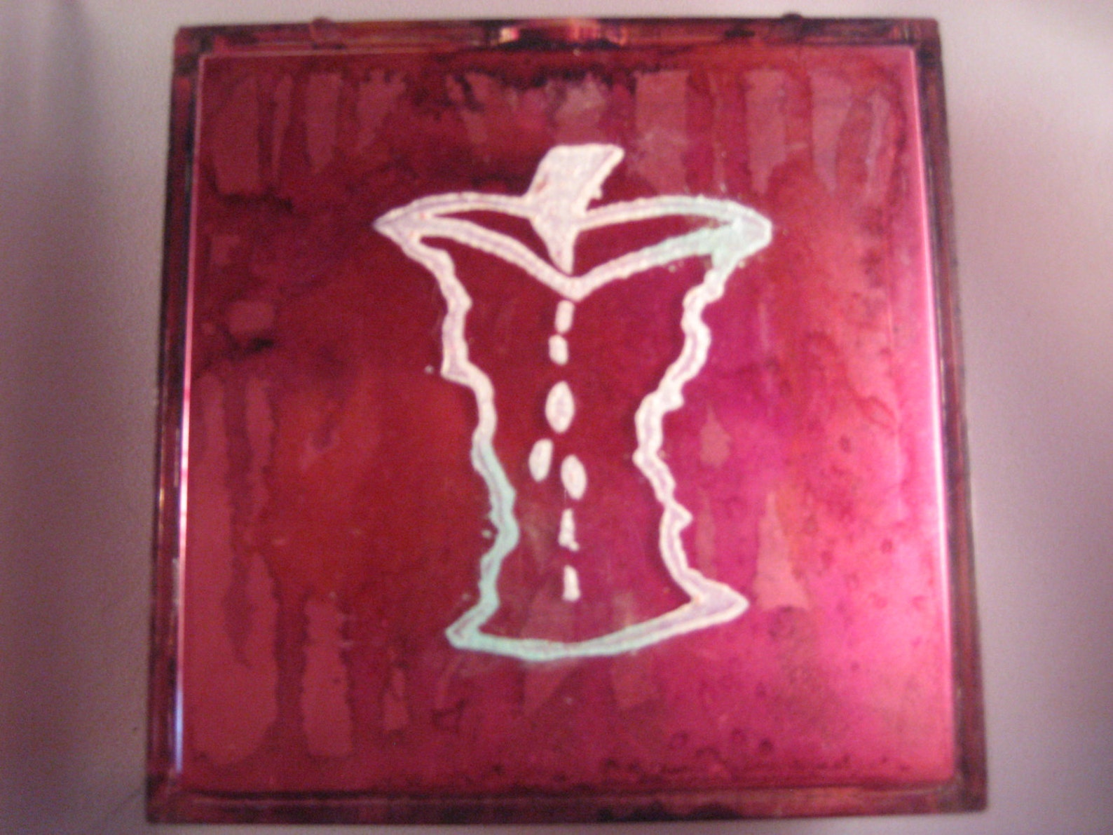 Apple Linocut on Alcohol Ink Colored Plastic Box Wall Art - Etsy