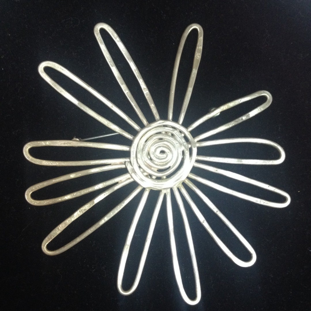 Sterling Silver Flower Brooch - Etsy