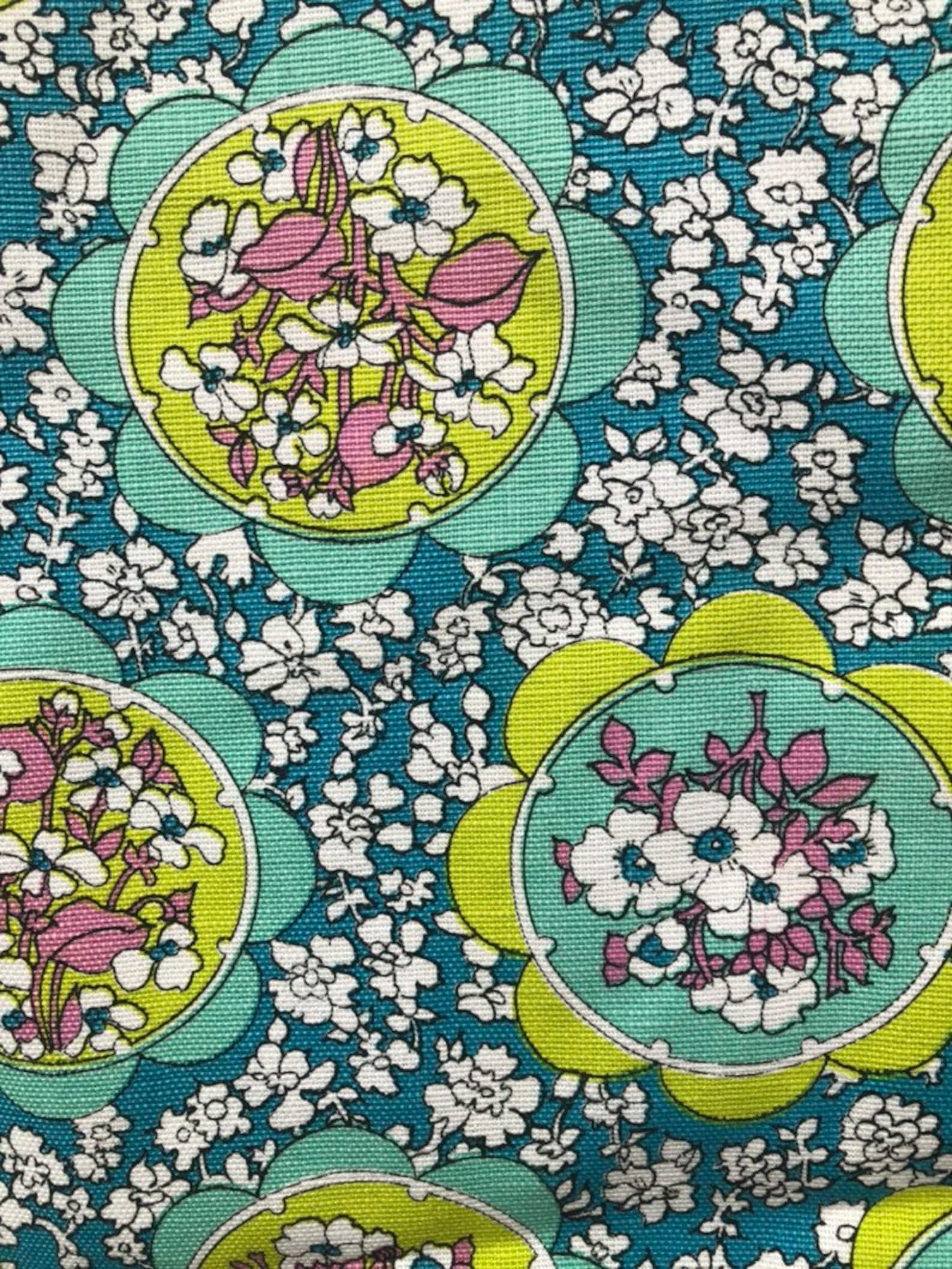 Vintage Flower Power Fabric Mod Floral Upholstery Fabric Flower ...