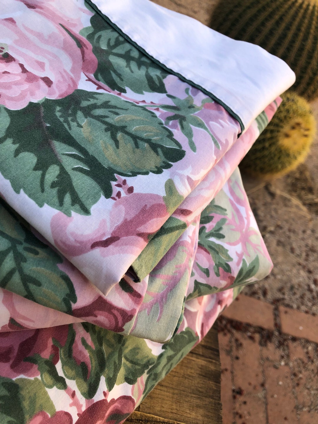 Vintage Rose Sheet Set Martex Cabbage Rose Bedding Martex Atelier ...