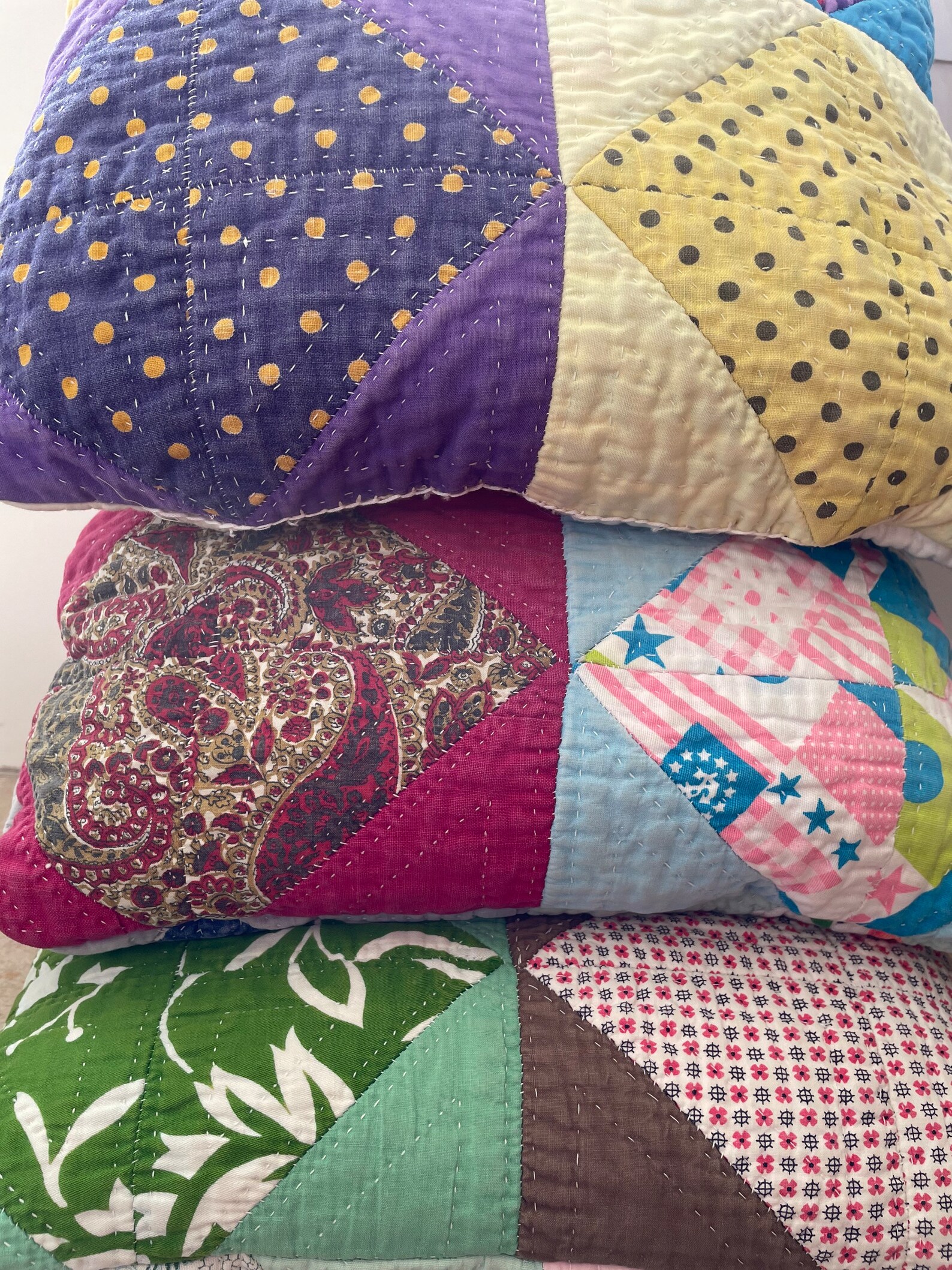 Vintage Patchwork Pillows Quilted Flower Power Decorative Pillow Set ...