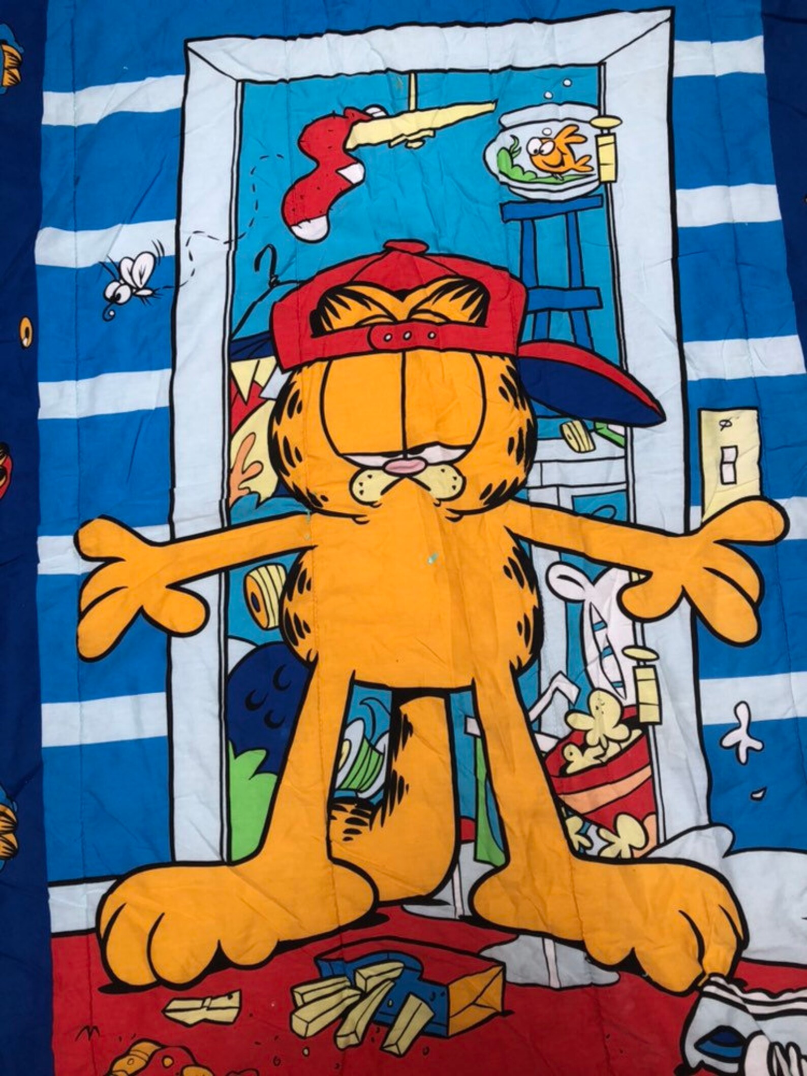 80s Garfield comforter retro blanket kids Garfield cartoon | Etsy