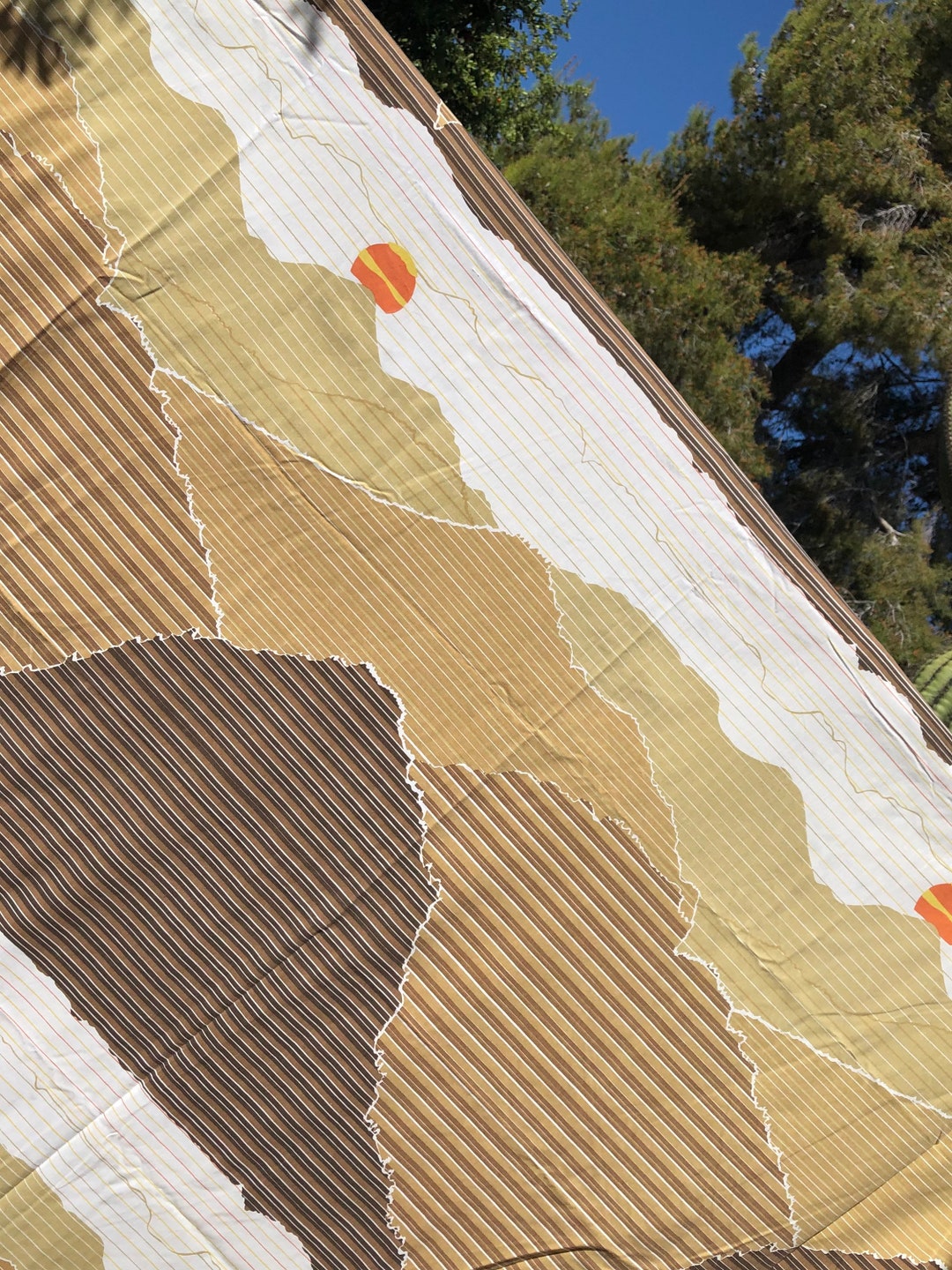 Vintage Sunset Sheet Set Mountain Skyline King Sheet Set 70s Sun ...