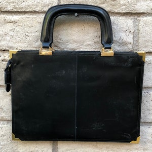 Vintage Leather Portfolio Document Case Envelope Case 80s 90s Black ...