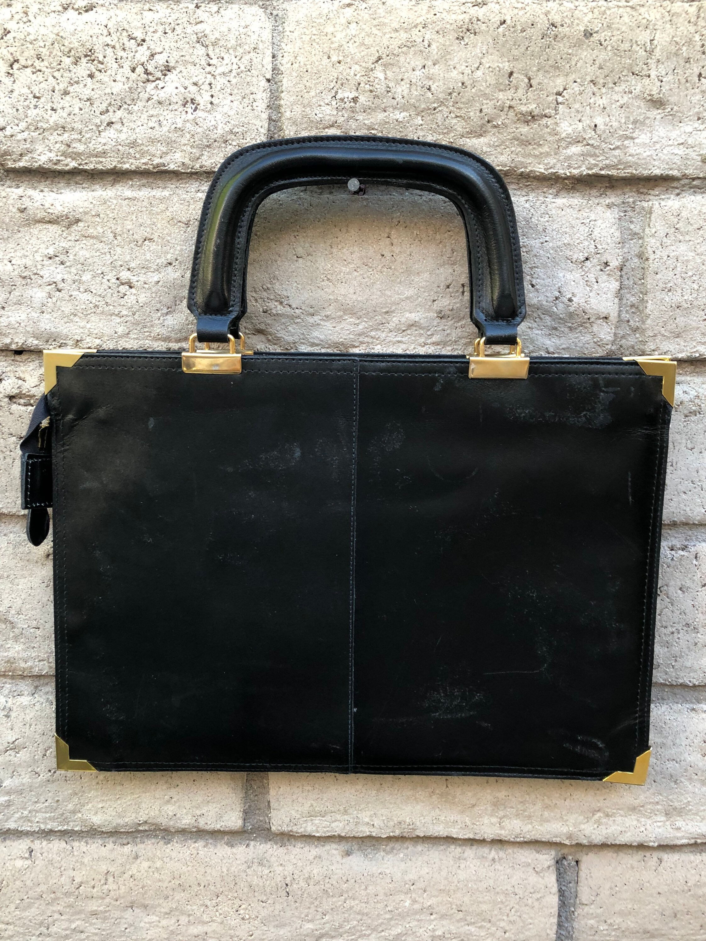 Vintage Leather Portfolio Document Case Envelope Case 80s 90s Black ...