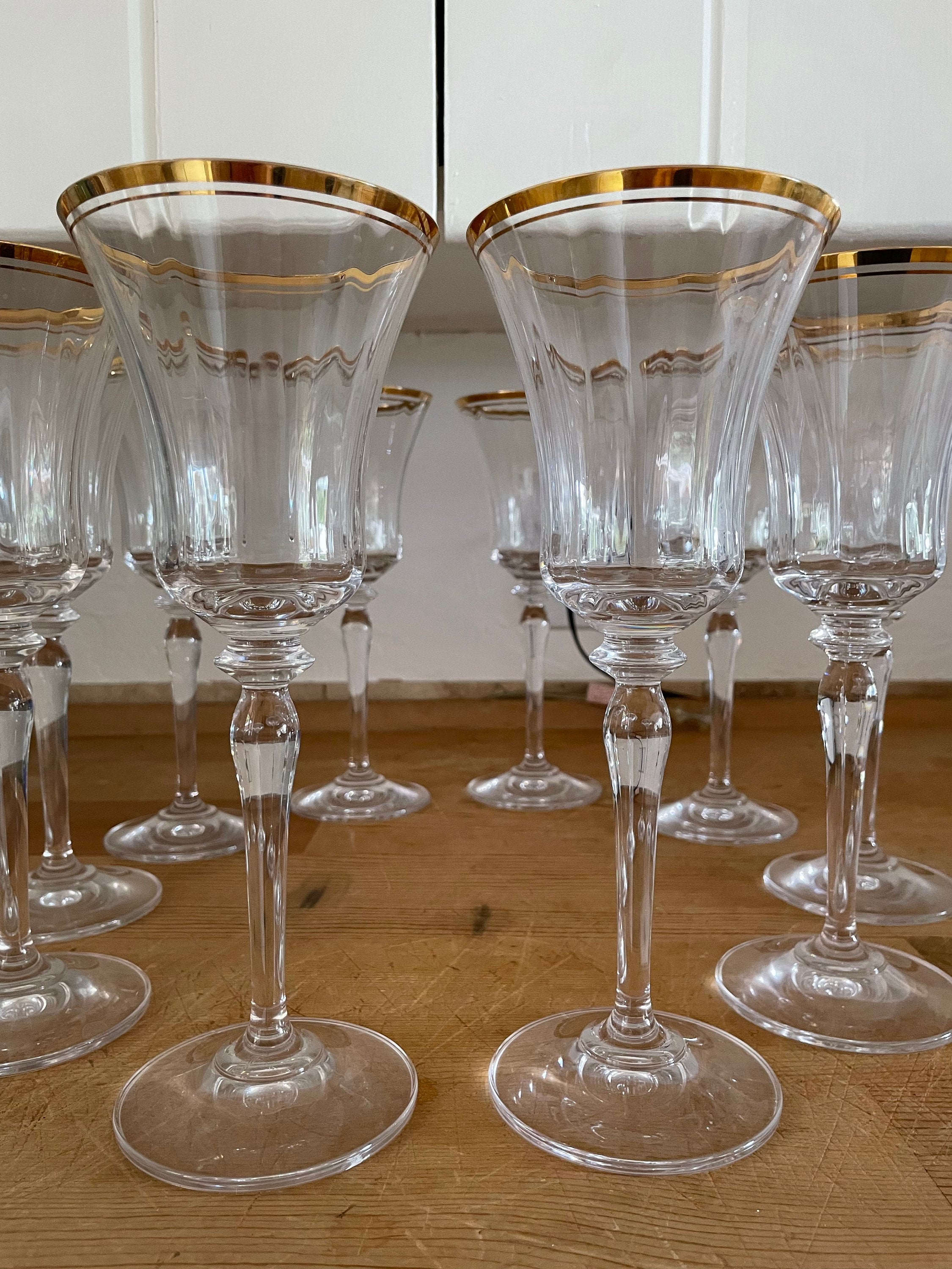 Vintage Mikasa Jamestown Gold Water Goblets Set of 10 Crystal Gold ...