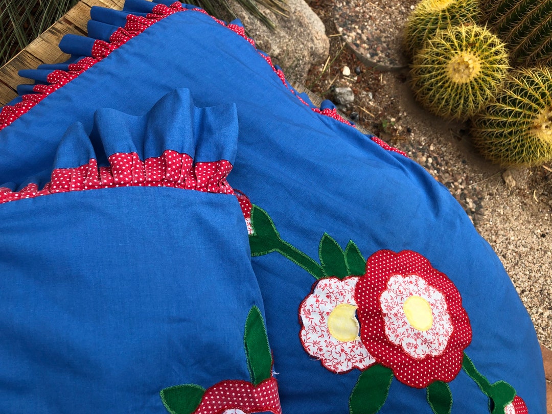 Vintage Flower Power Pillow Shams Ric Rac Patchwork Appliqué Pillow ...