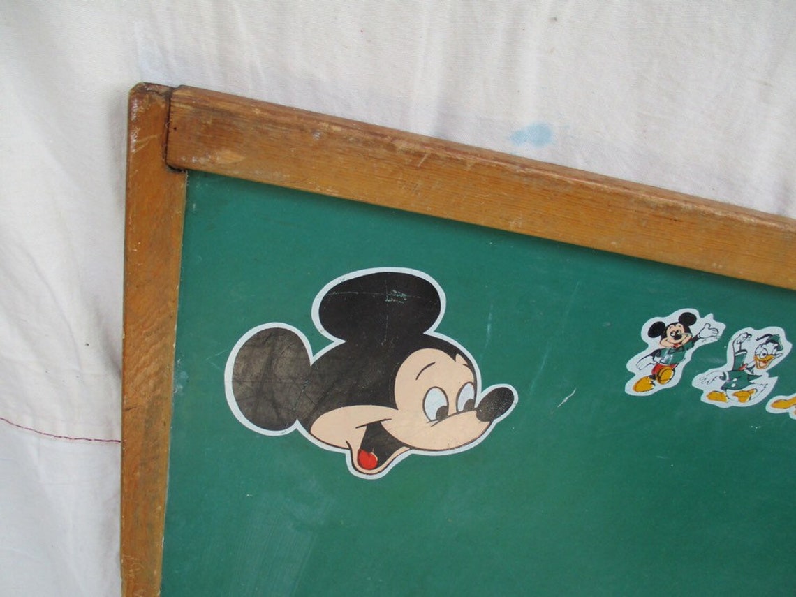 Vintage Mickey Mouse Chalk Board Kid's Room Double Sided School Room ...
