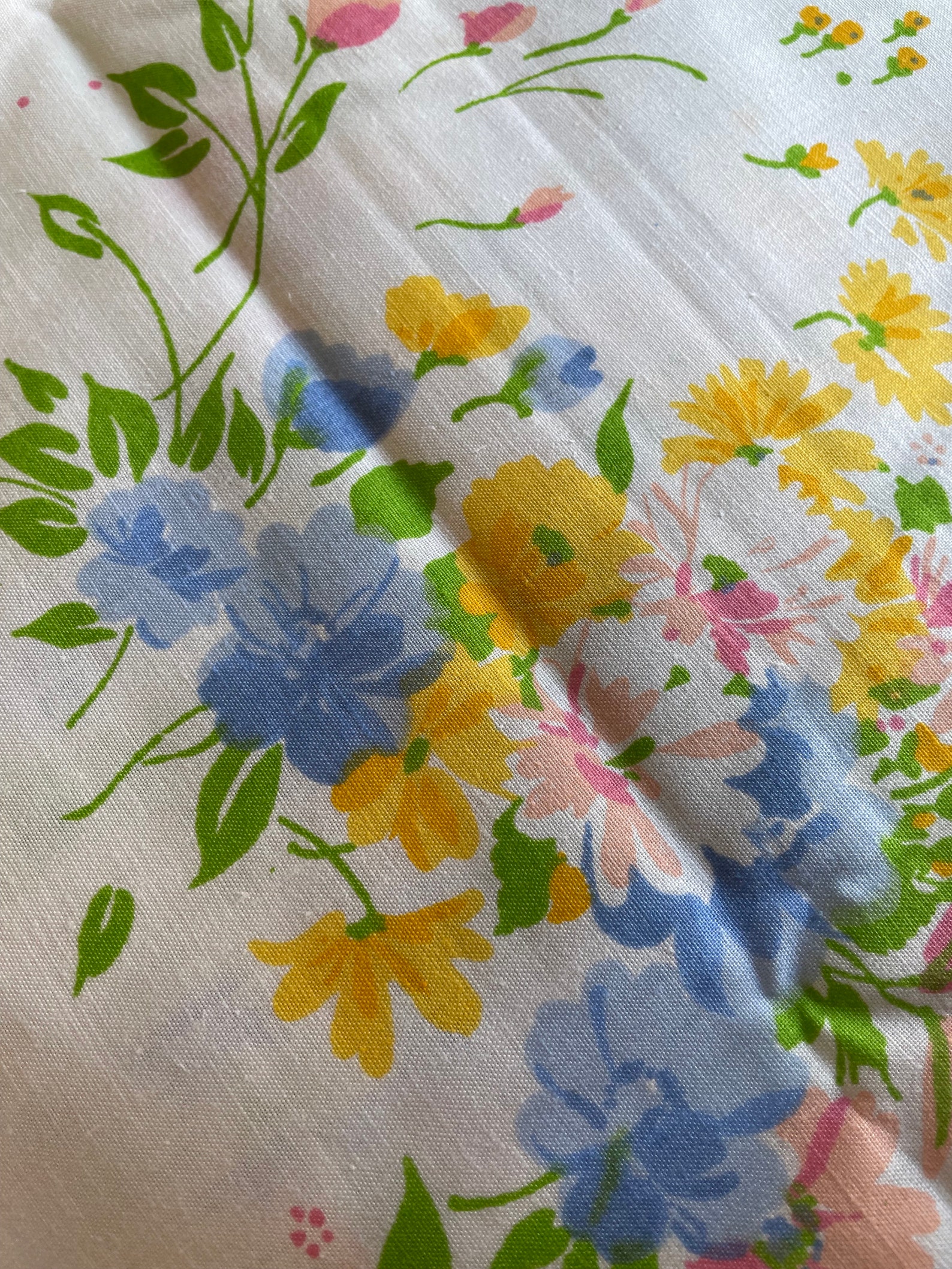 Vintage Floral Flat Sheets Pink Blue Green Yellow Botanical Twin Flat ...