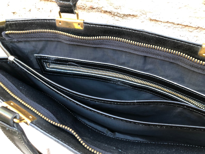 Vintage Leather Portfolio Document Case Envelope Case 80s 90s Black ...