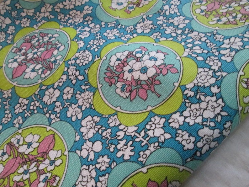 Vintage Flower Power Fabric, Mod Floral Upholstery Fabric Floral ...