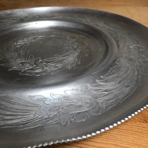 Vintage Hand Forged Metal Serving Tray Floral Embossed Hammered ...
