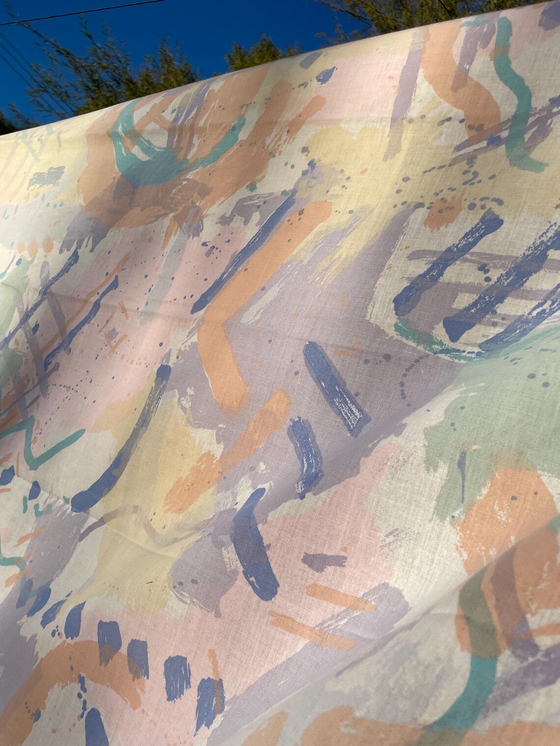 Vintage Splatter Paint Abstract Graphic Flat Sheet 80s Mod Pastel Retro ...