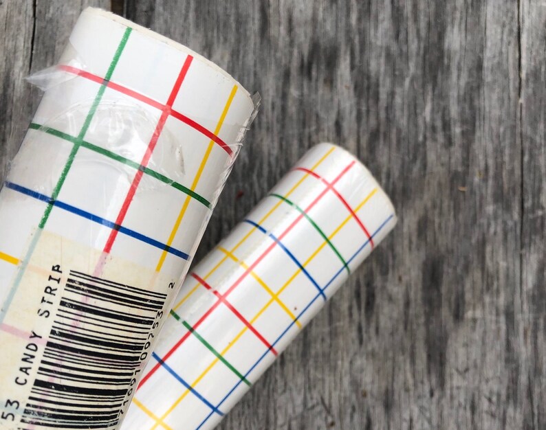 Vintage Candy Strip Plaid Contact Paper Rainbow Graphic Drawer Liner ...