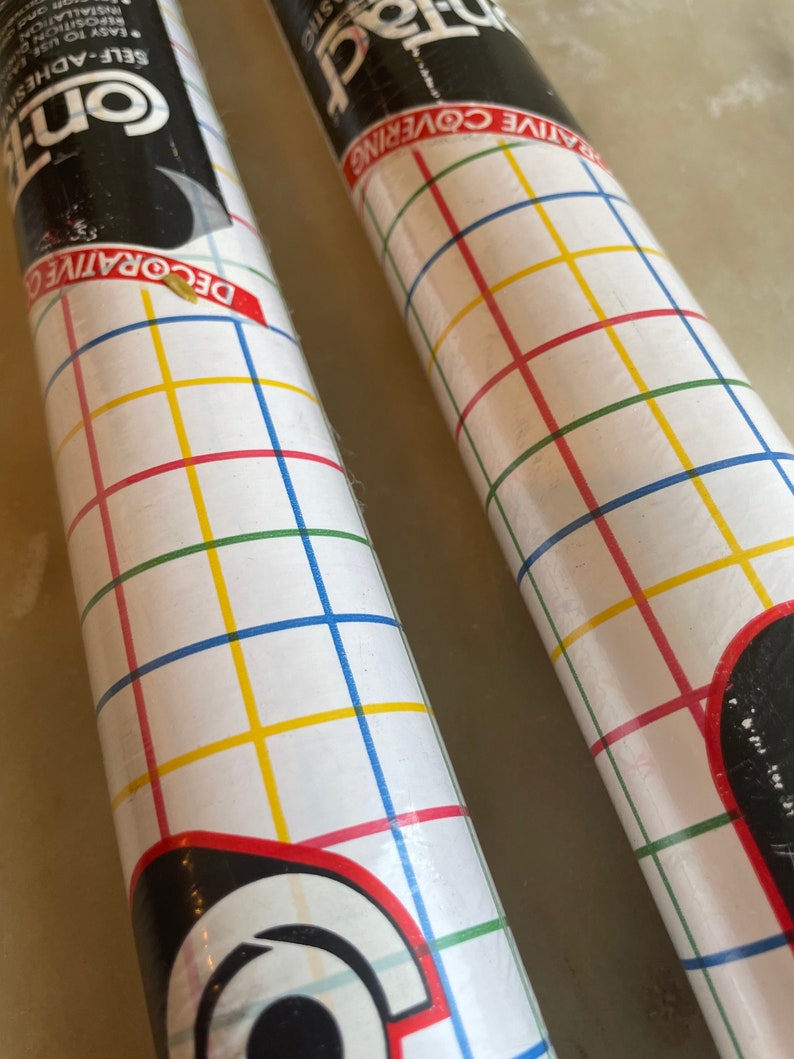 Vintage Candy Strip Plaid Contact Paper Rainbow Graphic Drawer Liner ...