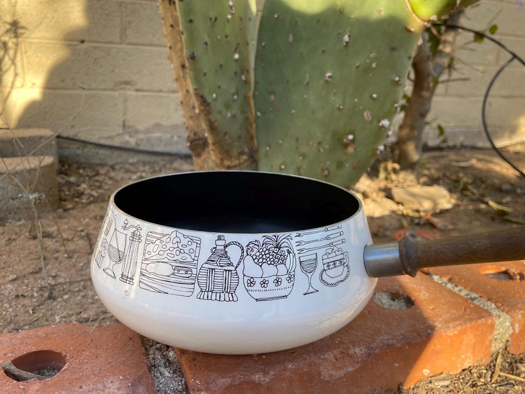 Vintage Enamel Cookware Finel Arabia Kaj Franck Black & White Wine and ...