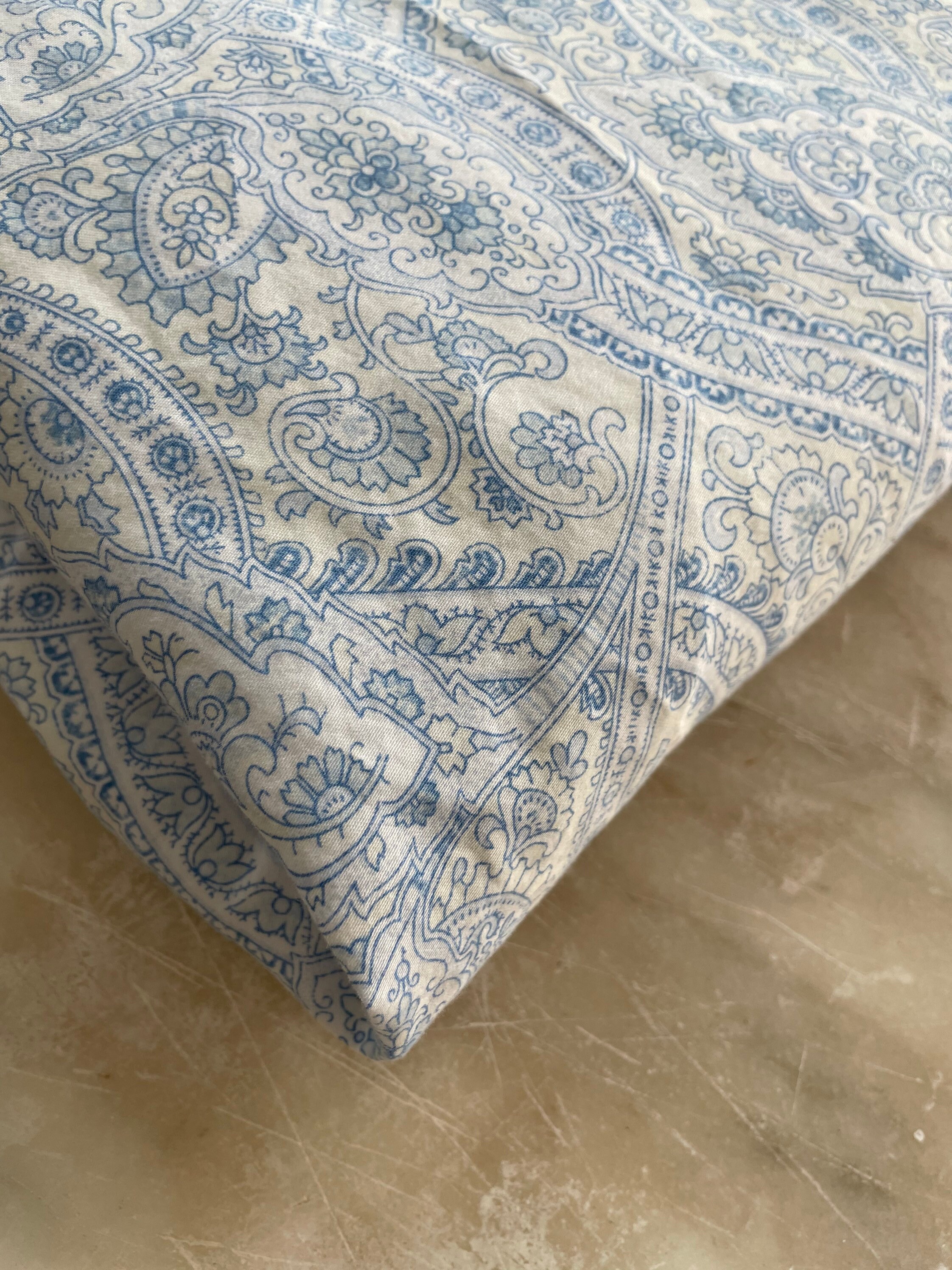 Vintage Ralph Lauren Paisley Queen Flat Sheet Blue Paisley Pattern RL ...