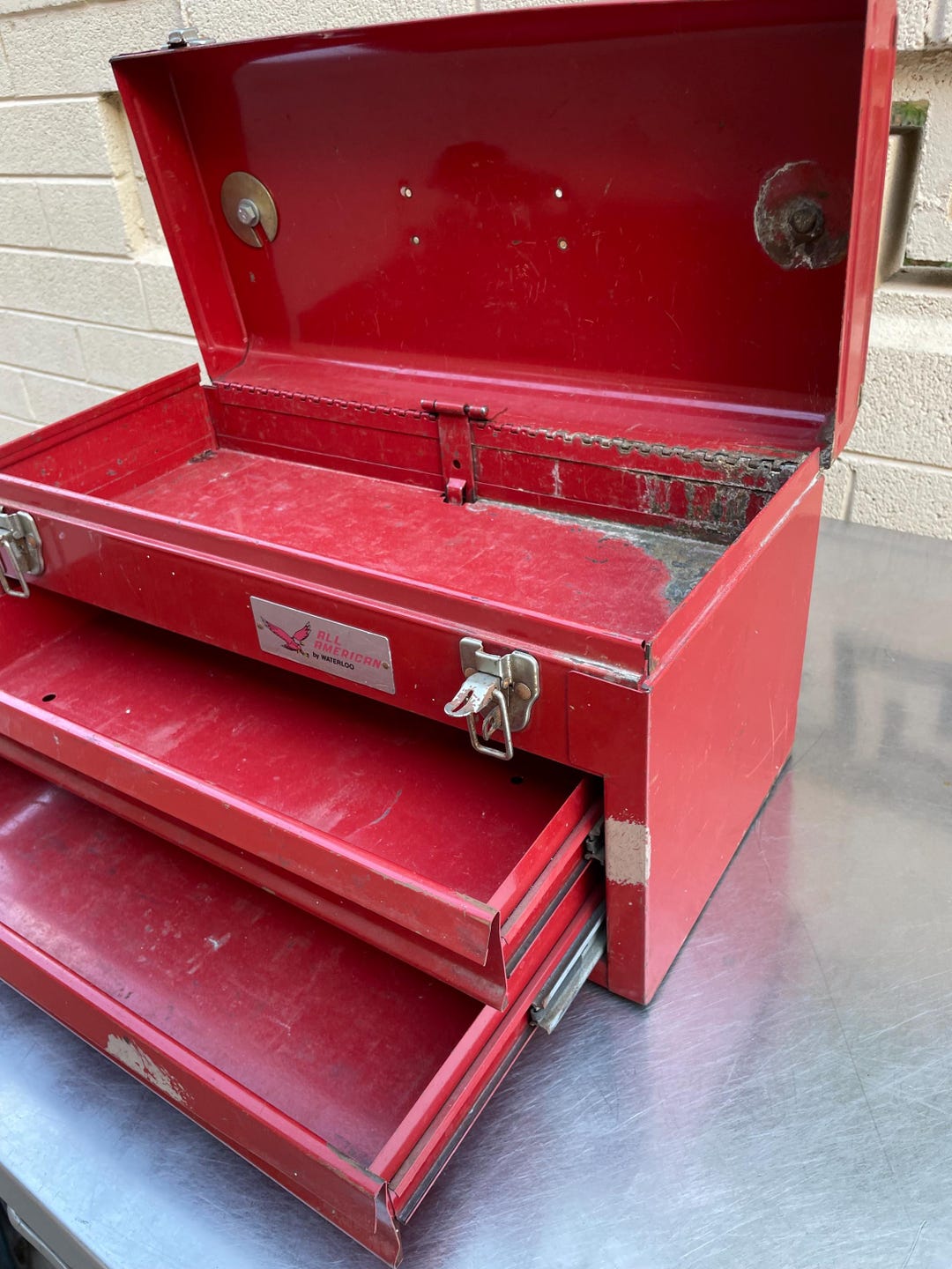 Vintage Tool Box All American Waterloo Multi Drawer Portable Steel Tool ...