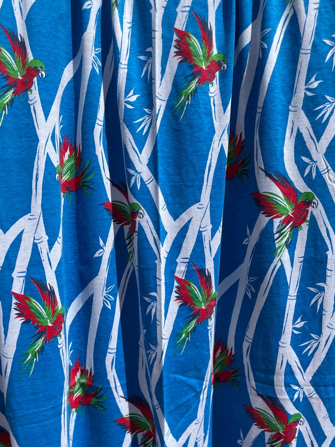 Vintage Parrot Fabric, Jimmy Buffet Parrothead STYLE Palm Tree Bamboo ...